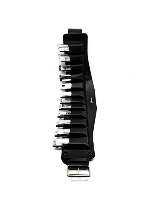 Harmonica belt leather microfiber for 12 harmonicas designed in USA